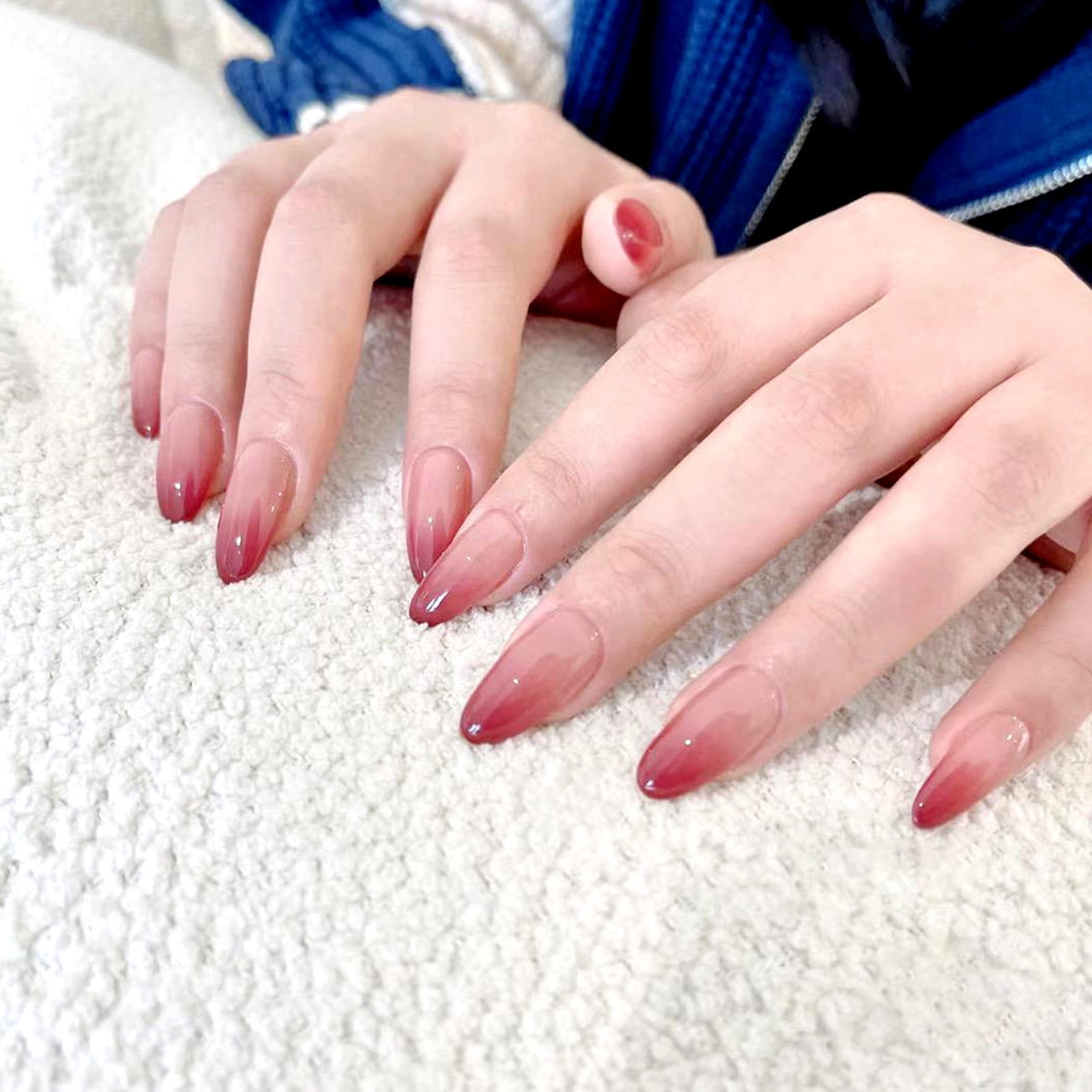 24PCS stiletto false nail tips Mid-length Gradients press on nails ...