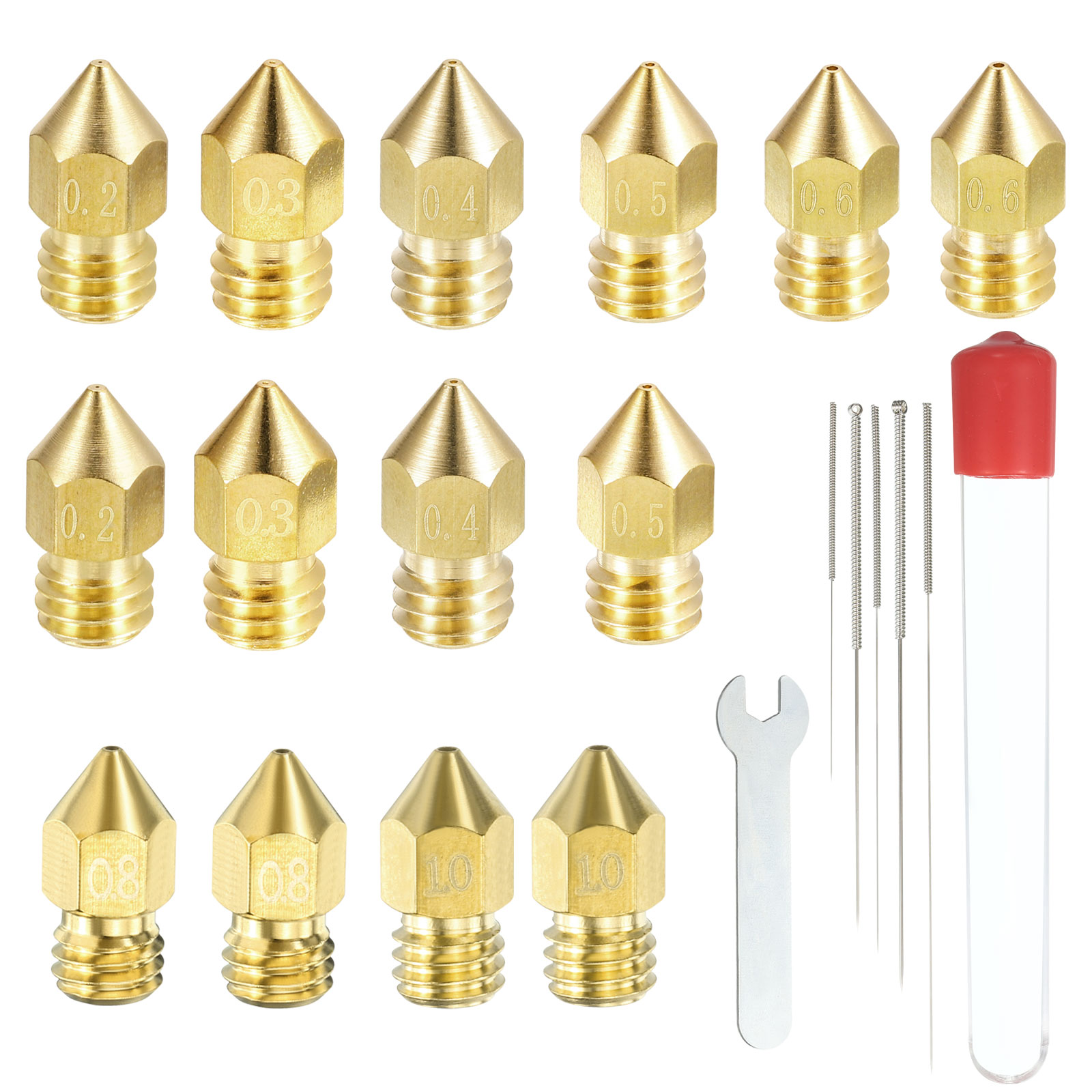 24Pack 3D Printer Nozzles, Brass Printer Extruder Nozzles - Walmart.com