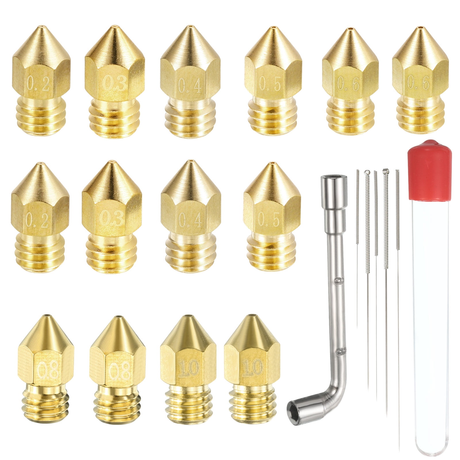 24Pack 3D Printer Nozzles, M6 Brass Printer Extruder Nozzles - Walmart.com