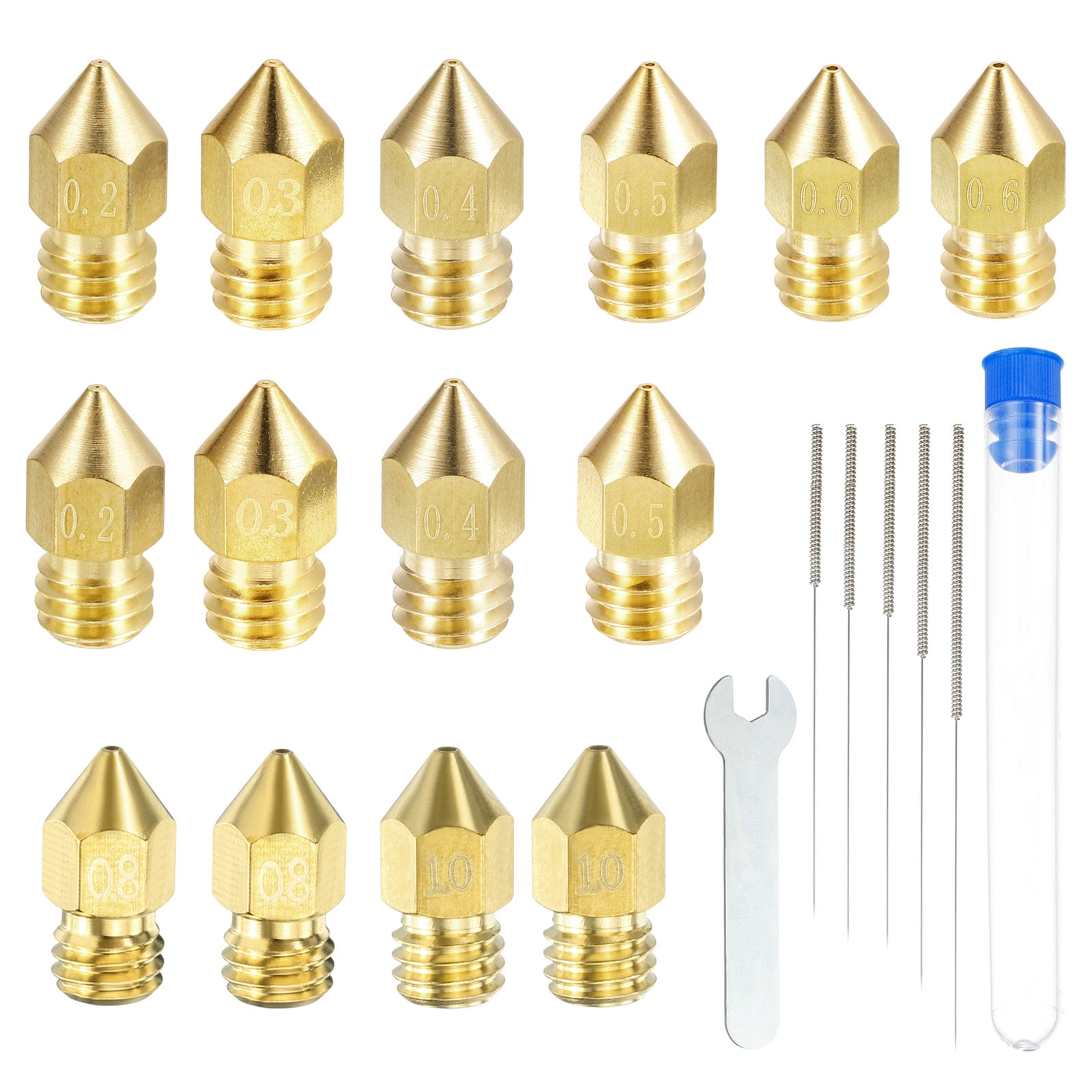 24Pack 3D Printer Nozzles, M6 Thread Brass Printer Extruder Nozzles ...
