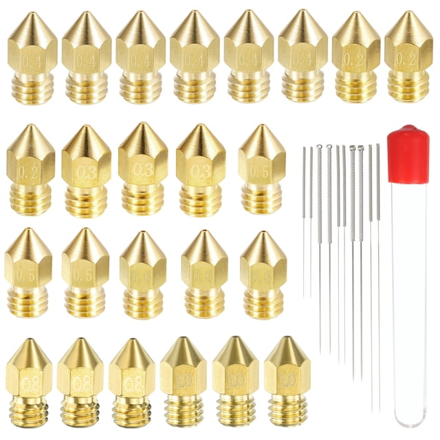 24Pack 3D Printer Nozzles, M6 Thread Printer Extruder Nozzles - Walmart ...