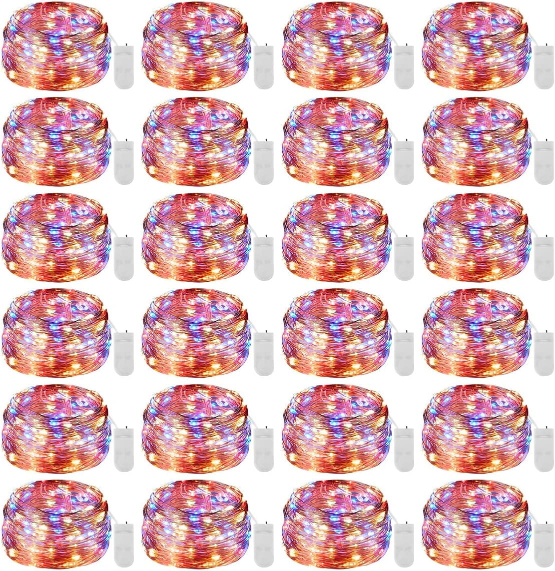 24Pack 6.6ft 20 LED Fairy Lights Battery Operated Firefly Lights ...