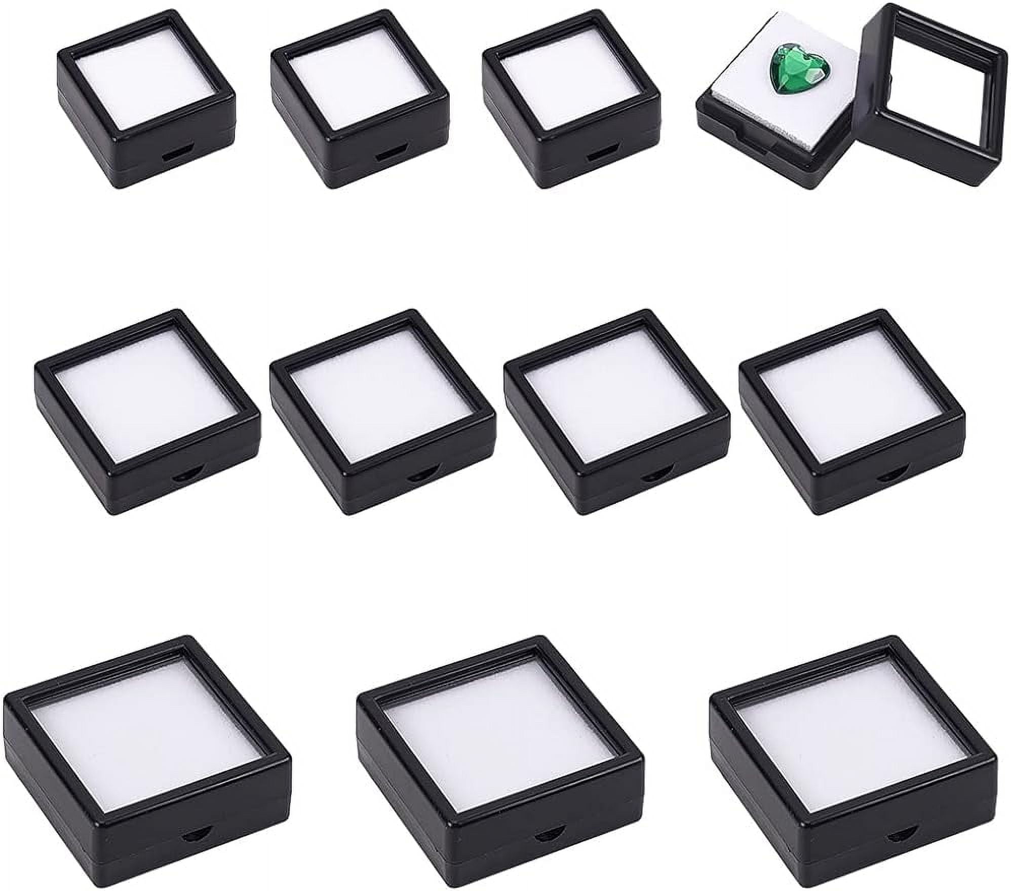 24Pack Black Gemstone Display Box Diamond Show Case Container with ...