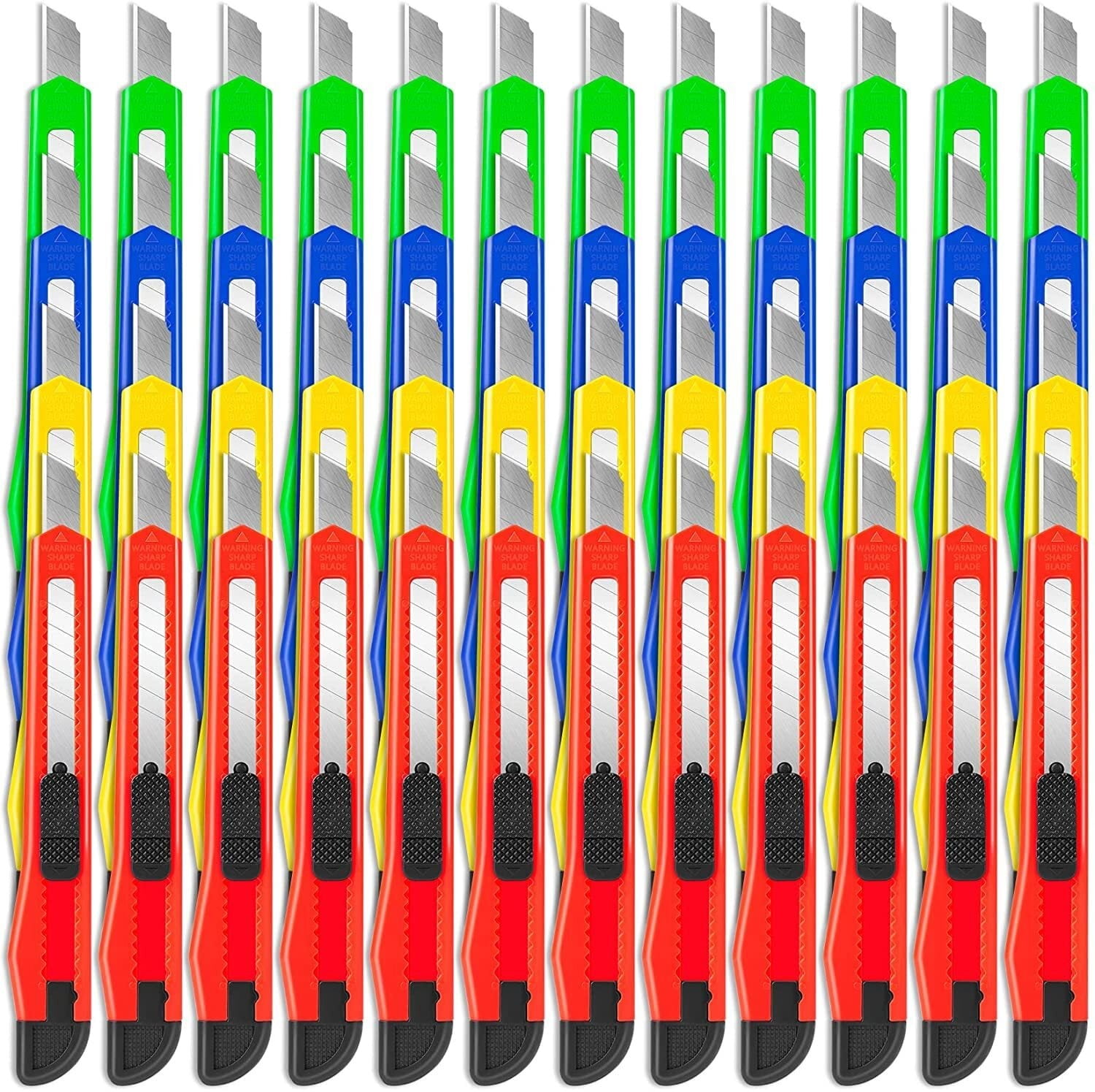 24Pack Box Cutters (9MM Wide Blade Cutter 4 Color) Utility Knife ...