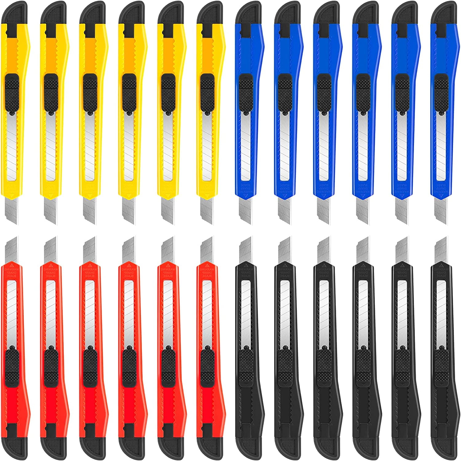 24Pack Box Cutters (9MM Wide Blade Cutter) Utility Knife Box Cutter ...