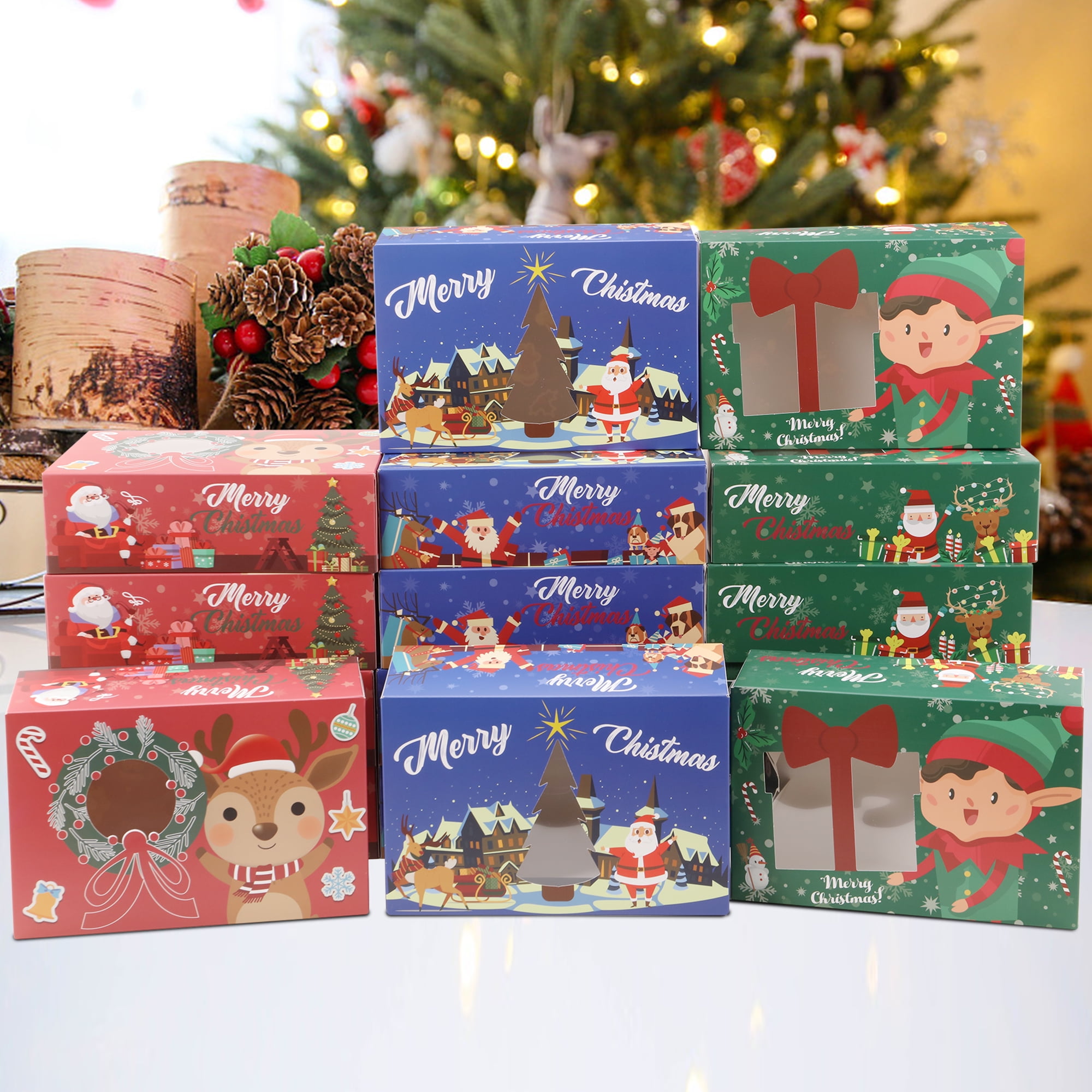 24Pack Christmas Cookie Boxes with Window Christmas Cookie Boxes Food ...