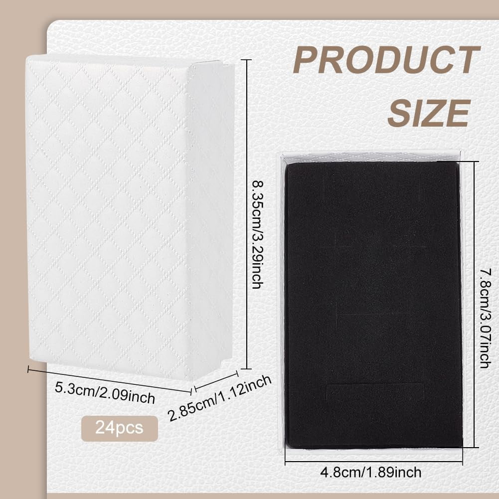 24Pack Diamond Pattern Cardboard Jewelry Boxes 3x2x1inch White Earring ...