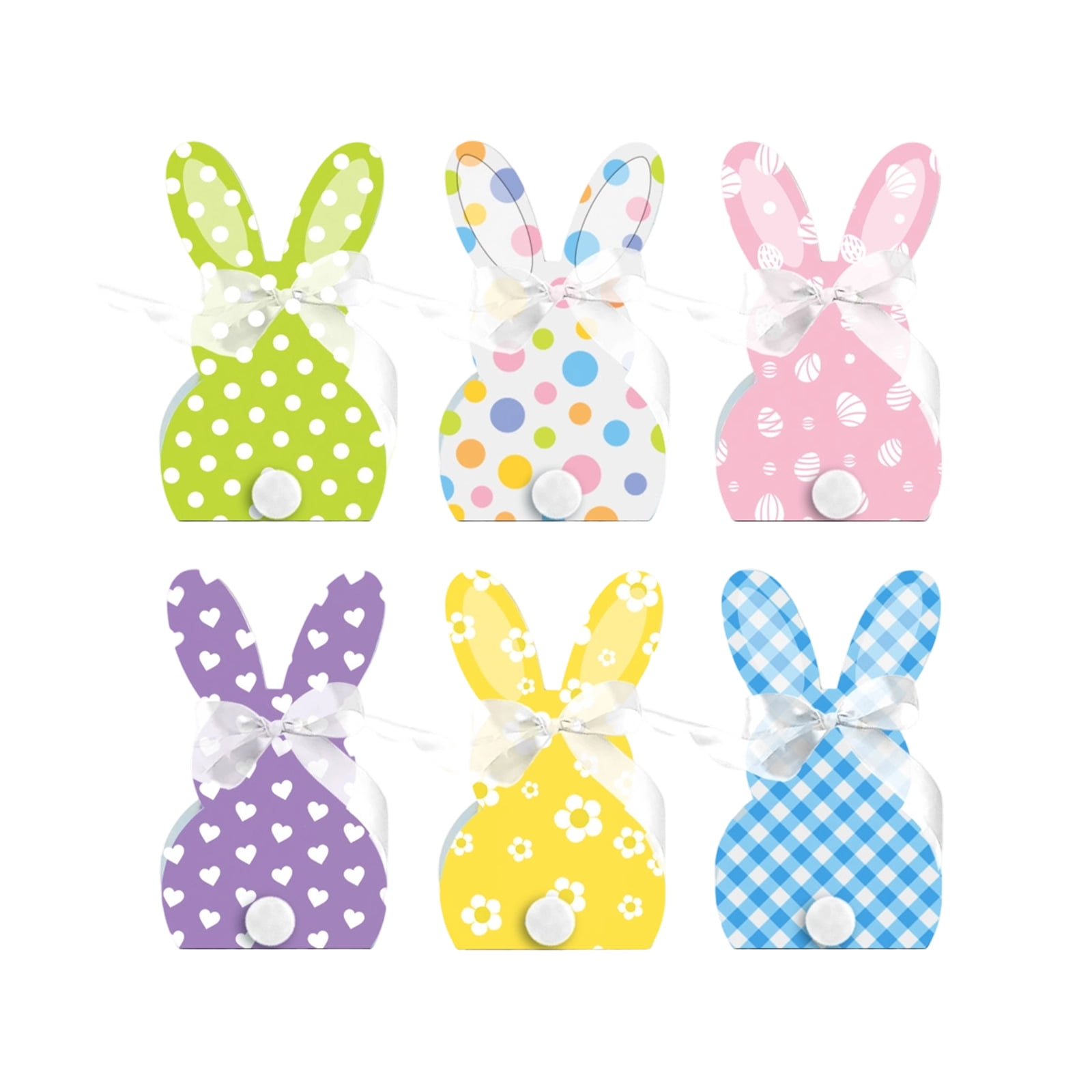 24Pack Easter Treat Boxes Goodies Favor Gift Bags with Ribbon&Rabbit ...