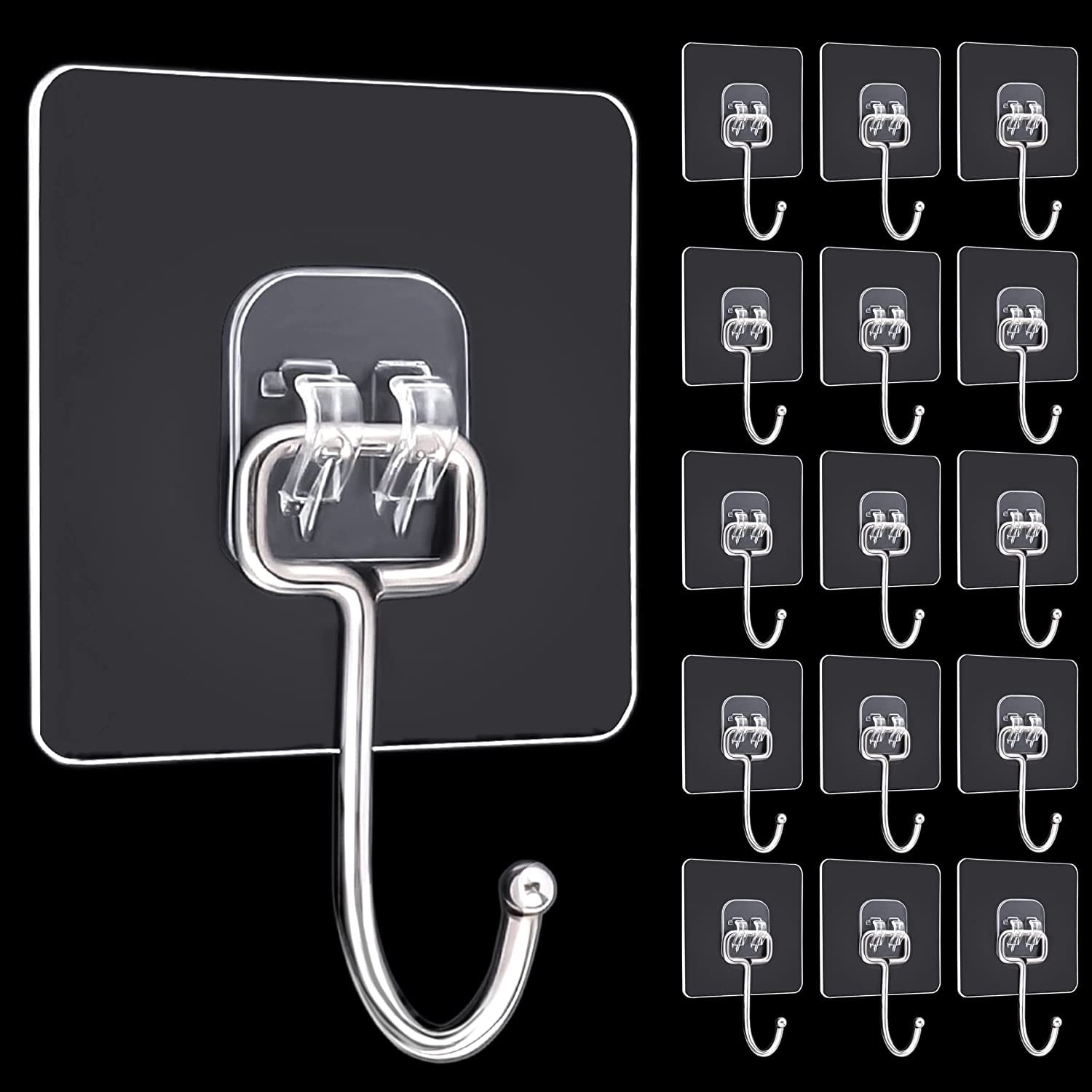 24Pack Large Adhesive Hooks,Heavy Duty Hold 30lb(Max) Sticky Hooks ...