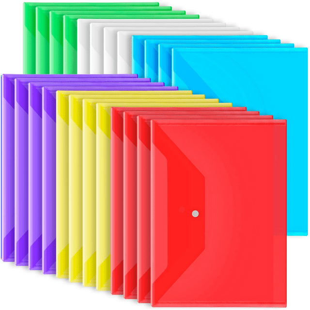 24Pack Plastic Envelopes with Snap Closure, File Folders for Documents ...