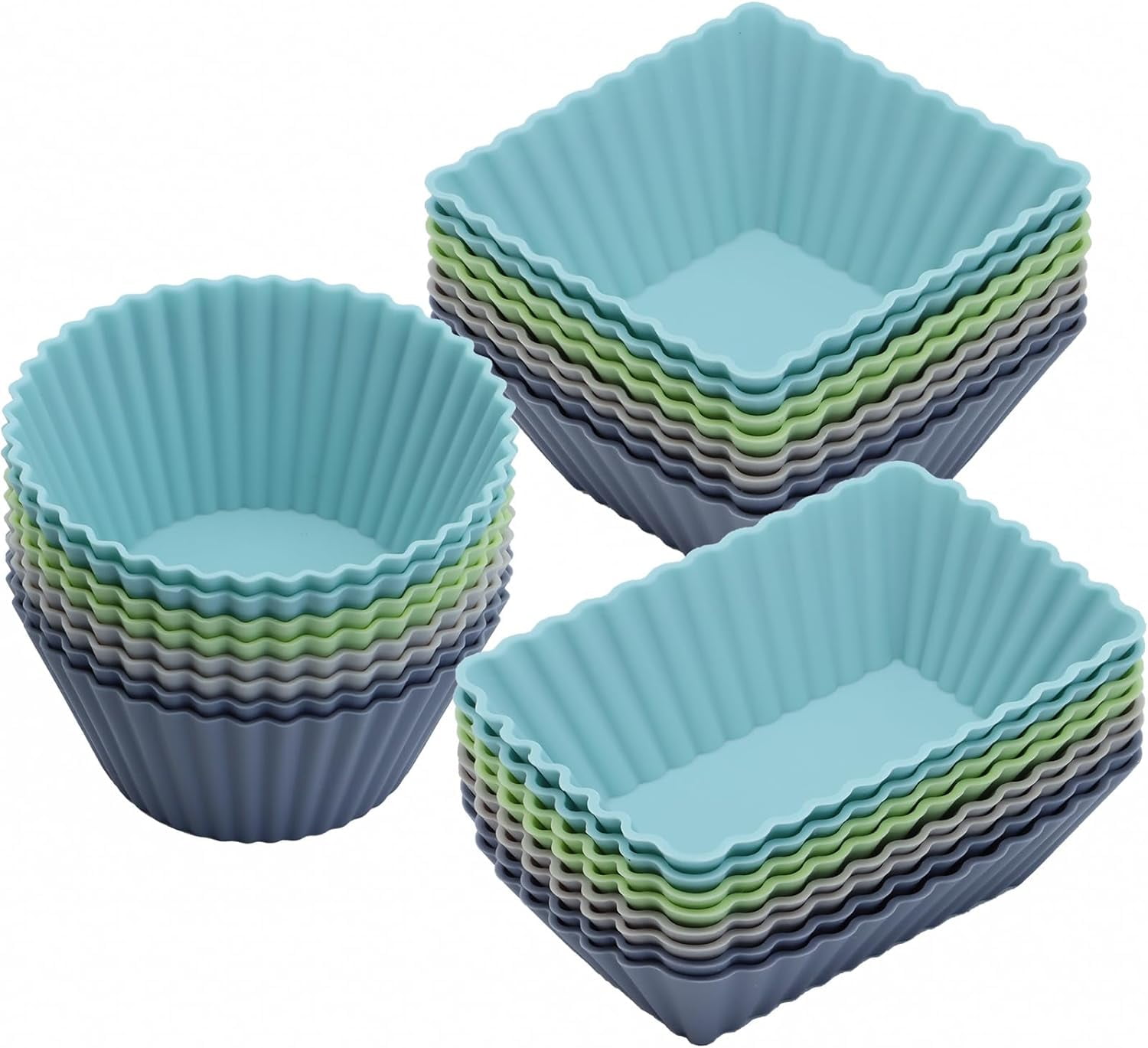 24Pack Silicone Cupcake Liners, Reusable Baking Muffin Cups, Food-Grade ...