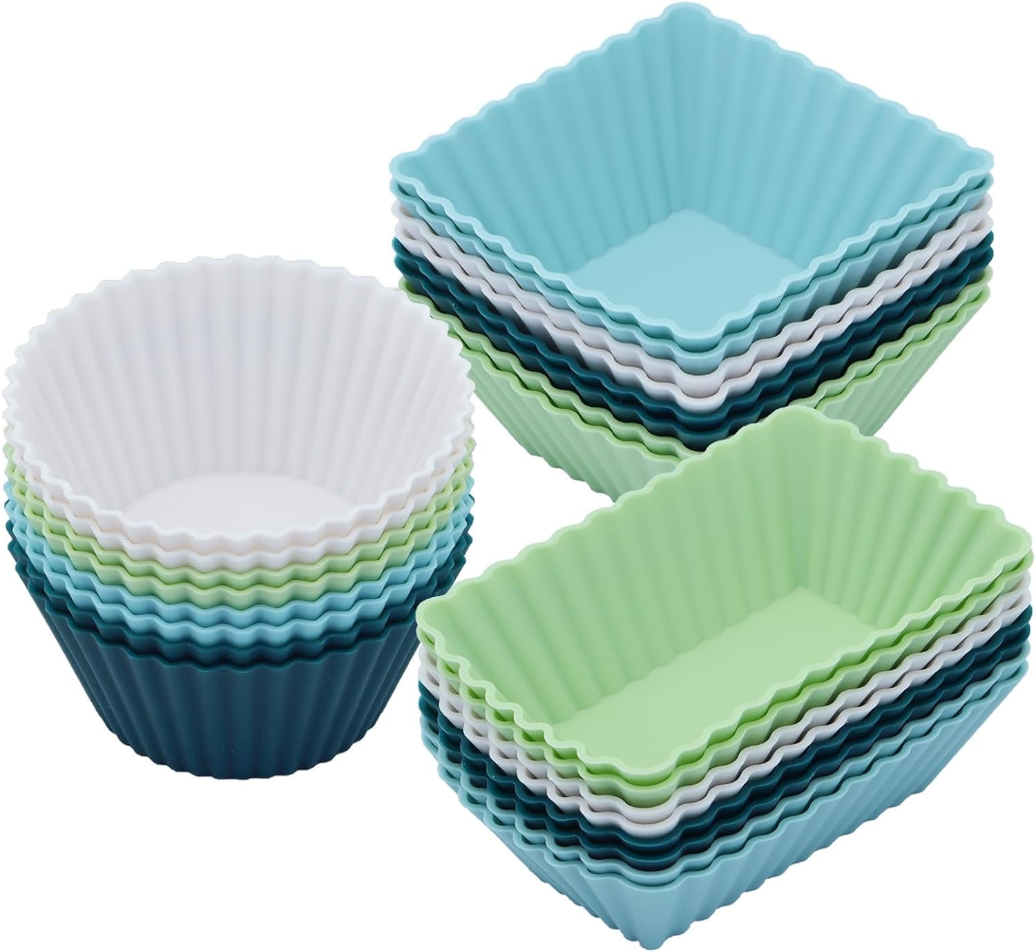 24Pack Silicone Muffin Cups, usable Cupcake Liners Molds for Baking, 3 ...