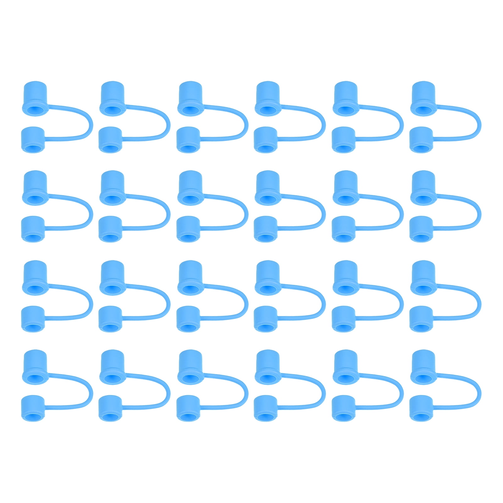 24Pack Straw Cover Cap, Blue Silicone Straw Tips Cover Fits 10mm/0.39 ...