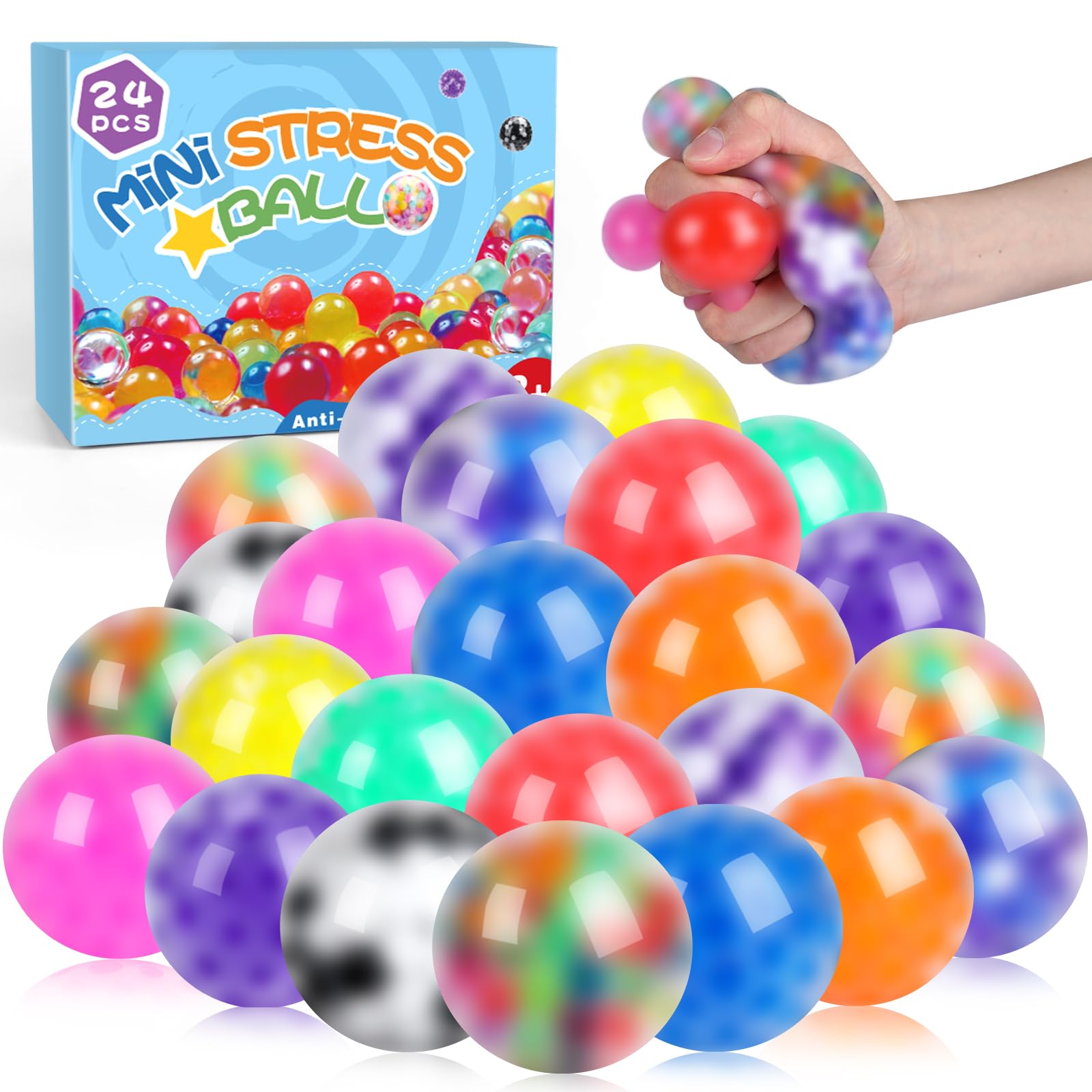 24Pack Stress Balls, Squishy Ball, Squishy Squeeze Balls Bulk Fidget ...