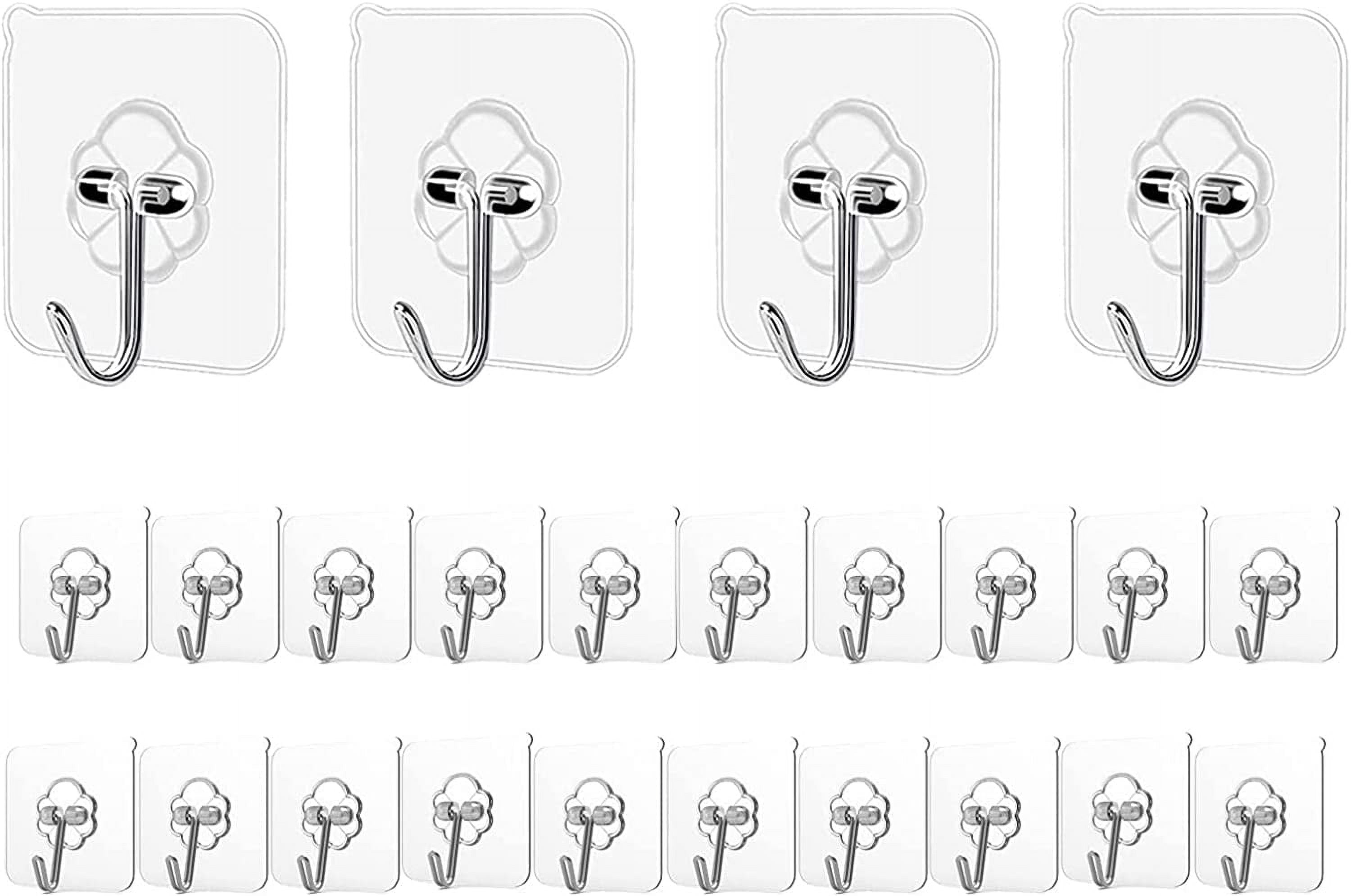 24Packs Adhesive Wall Hooks Heavy Duty Wall Hangers Without Nails ...