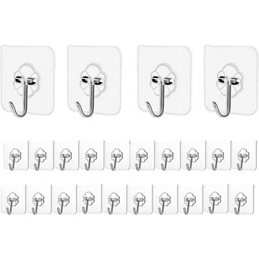 10x Removable Clear Self Adhesive Hooks Wall Sticky Holder Heavy Duty ...