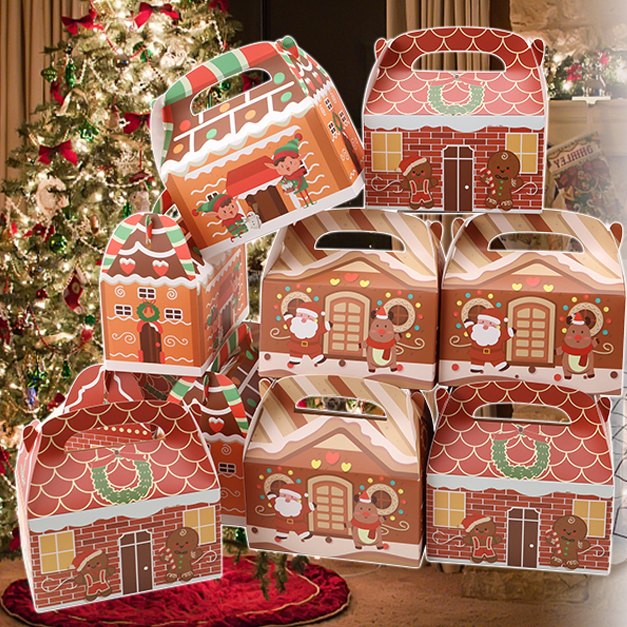 24Packs Christmas Cookie Boxes Holiday Bakery Gift Boxes Cupcake Boxes ...