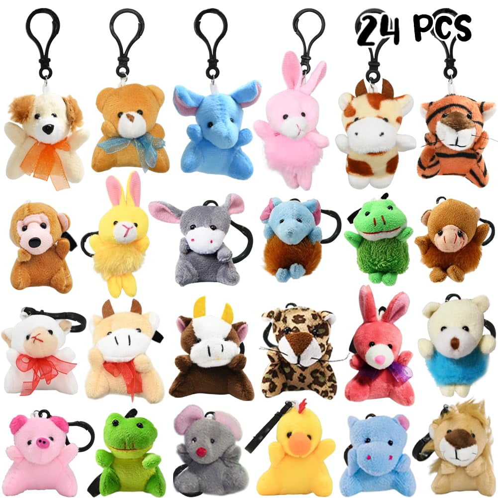 24Packs Mini Stuffed Animals Plush Keychain, Cute Small Tiny Stuffed ...
