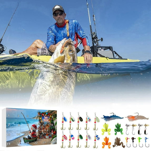 24Pc Fishing Advent Calendar Christmas Countdown, Fishing Tackle Gift ...