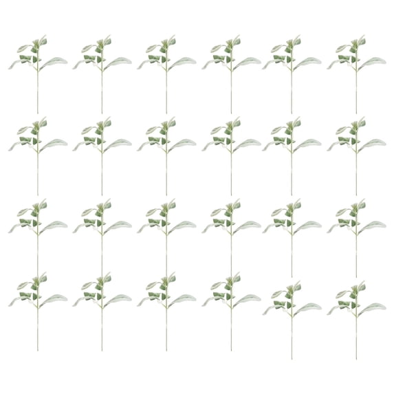 24Pc Flocked Lambs Ear Stem Artificial Greenery Foliage Soft Velvety ...