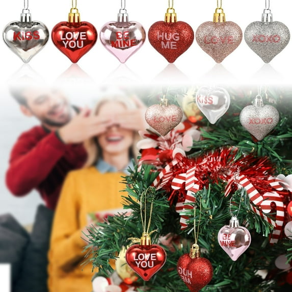 24Pc Three-Dimensional Love Heart Pendants, Valentines Day & Wedding ...