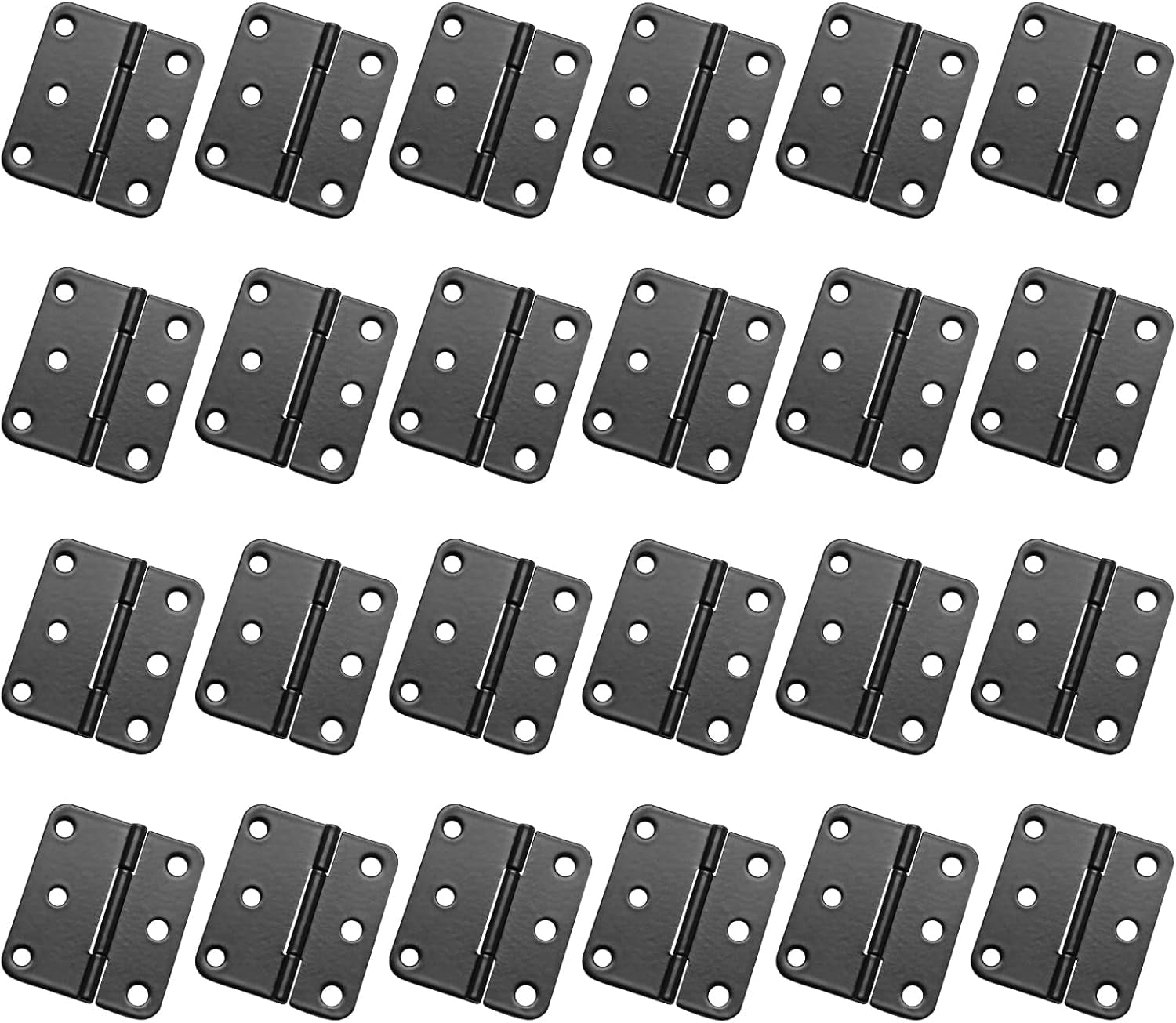 24Pcs 1-1/2 Inch Length Black Metal Butt Hinges, Flat Small Door Hinge ...