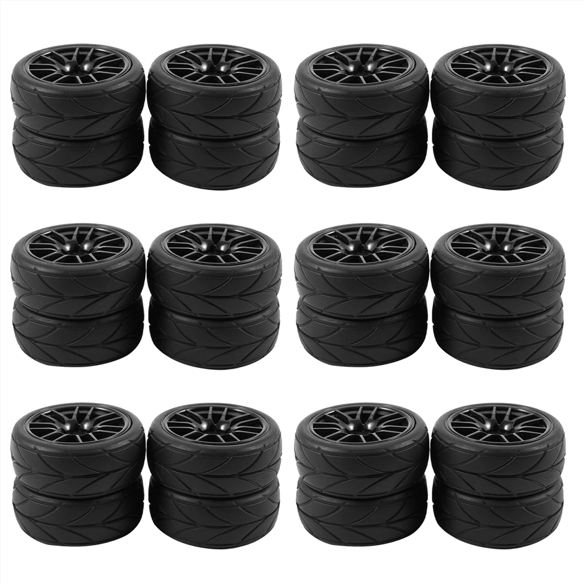 24Pcs 1/10 Rubber Tire Rc Racing Car Tires on Road Wheel Rim Fit for ...