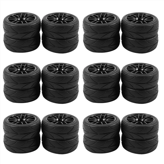 24Pcs 1/10 Rubber Tire Rc Racing Car Tires on Road Wheel Rim Fit for ...