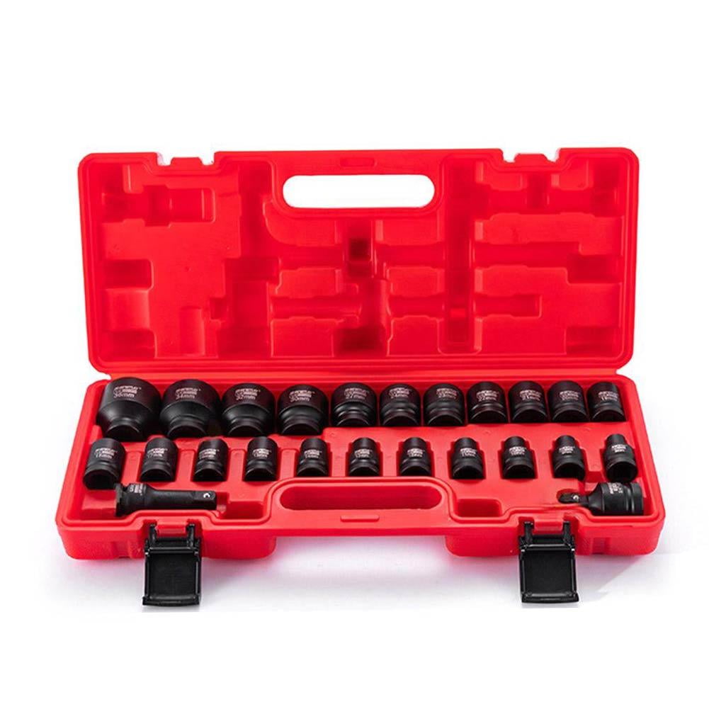 24Pcs 1/2-Inch Drive Standard/Shallow Impact Socket Set, Metric 8-36mm ...