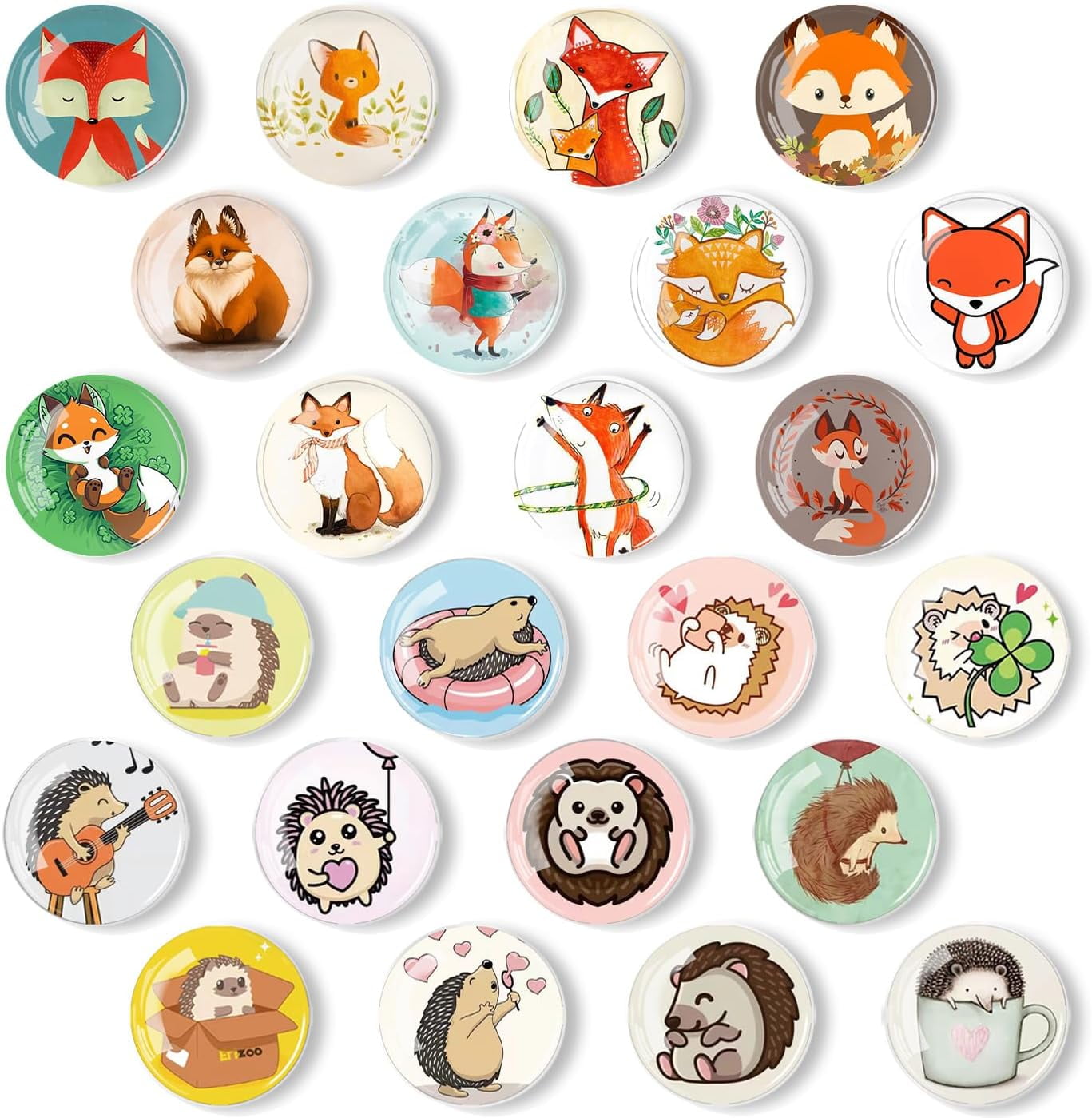 24Pcs 1.2in Round Animal Glass Refrigerator Magnets,Strong & Non ...