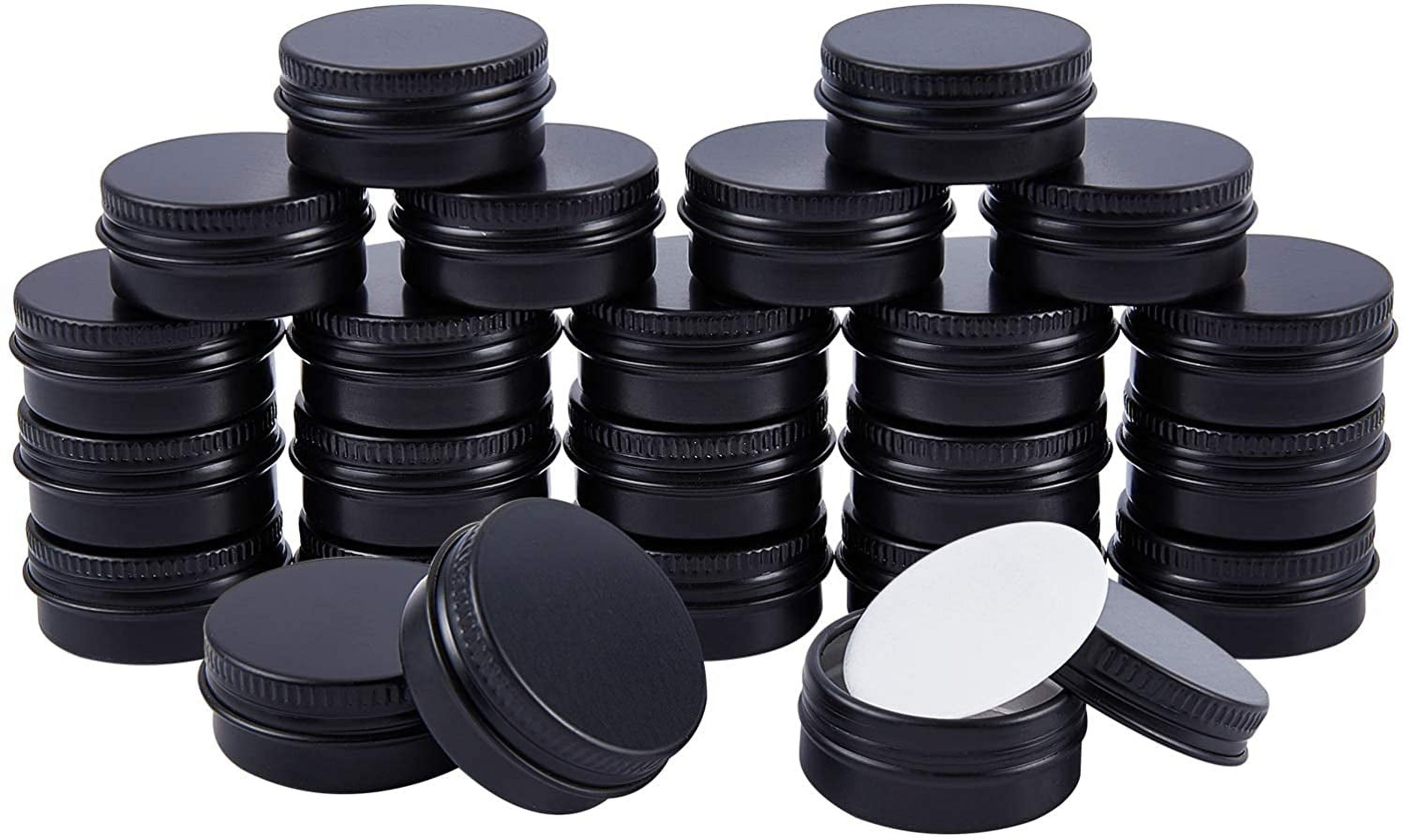 24Pcs 10ml Round Aluminum Tins Jars Metal Storage Containers Black ...