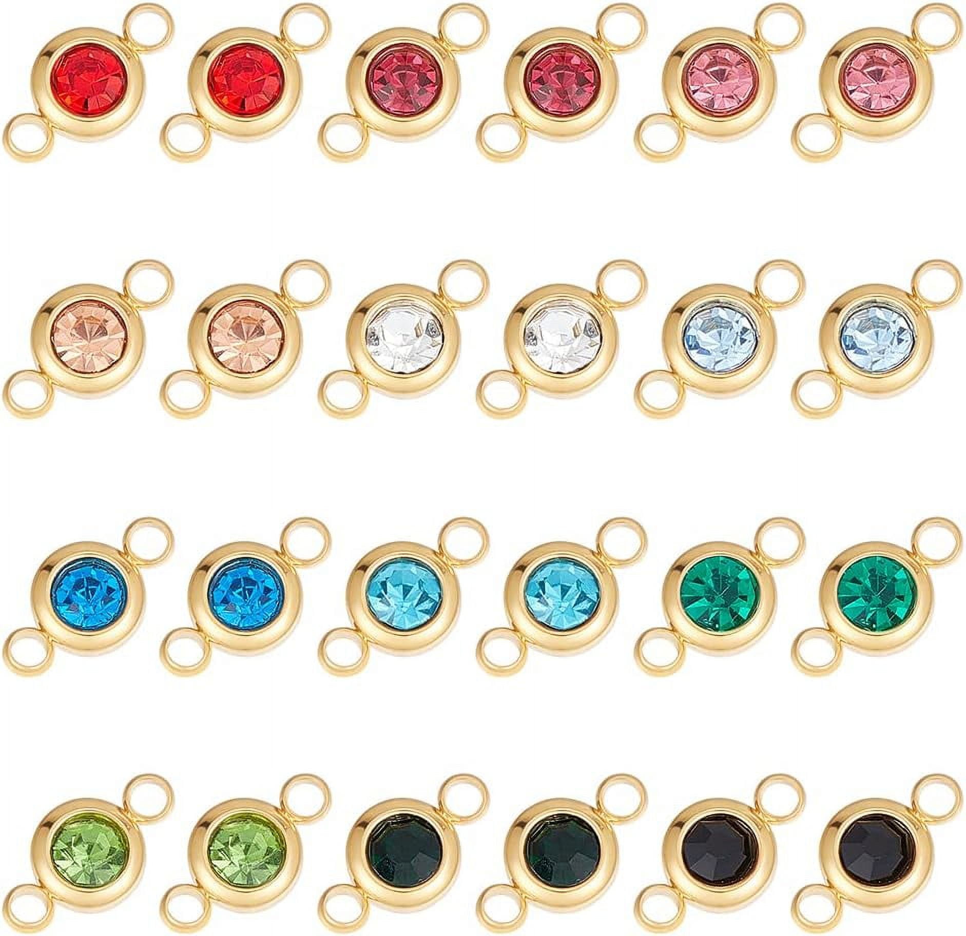 24Pcs 12 Color 304 Stainless Steel Golden Rhinestone Connector Charm ...