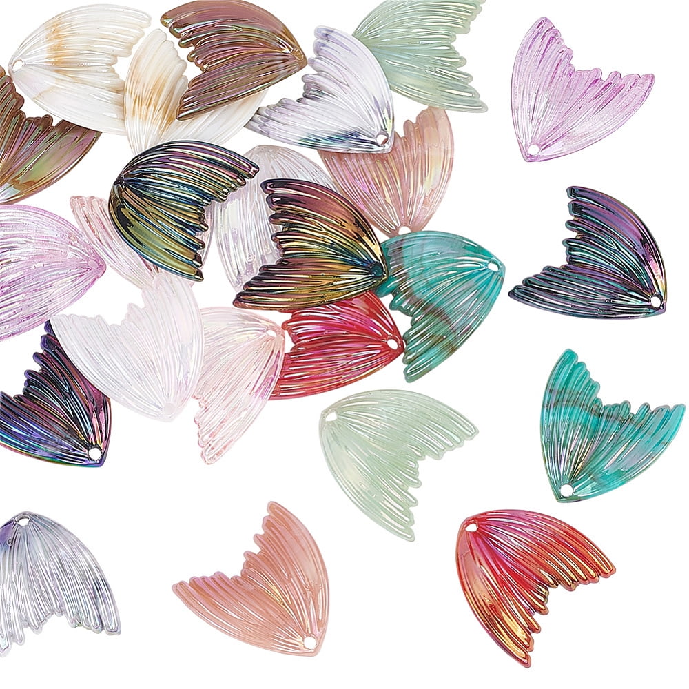 24Pcs 12 Colors Gradient Color Opaque & Transparent Resin Pendants ...