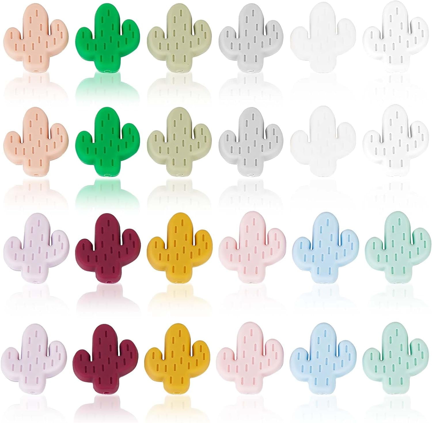 24Pcs 12 Colors Silicone Beads Cactus Mixed Color 24-25x22.5-23x8mm ...
