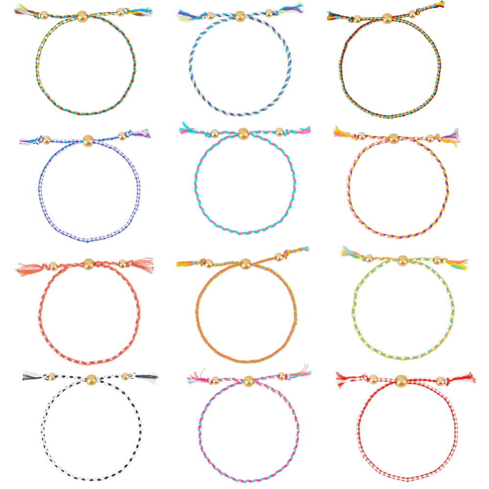 24Pcs 12 Colors Woven Wrap Friendship Bracelets Adjustable String ...