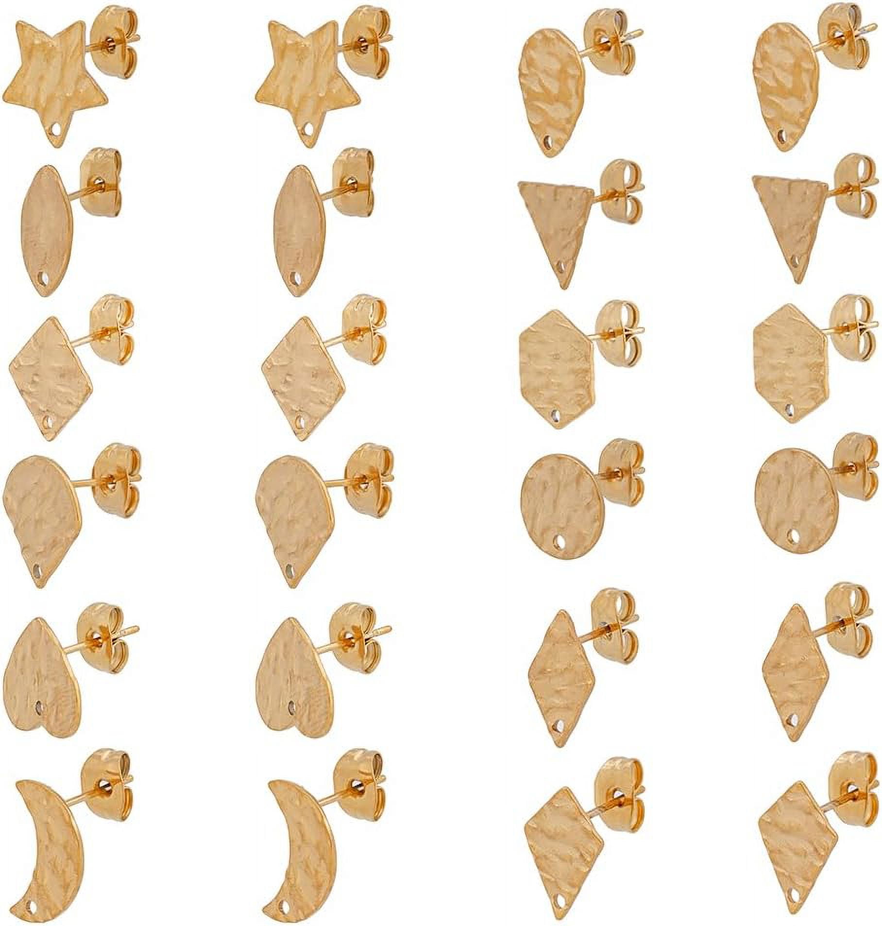 24Pcs 12 Style 304 Stainless Steel Stud Earring Findings Round Earring ...