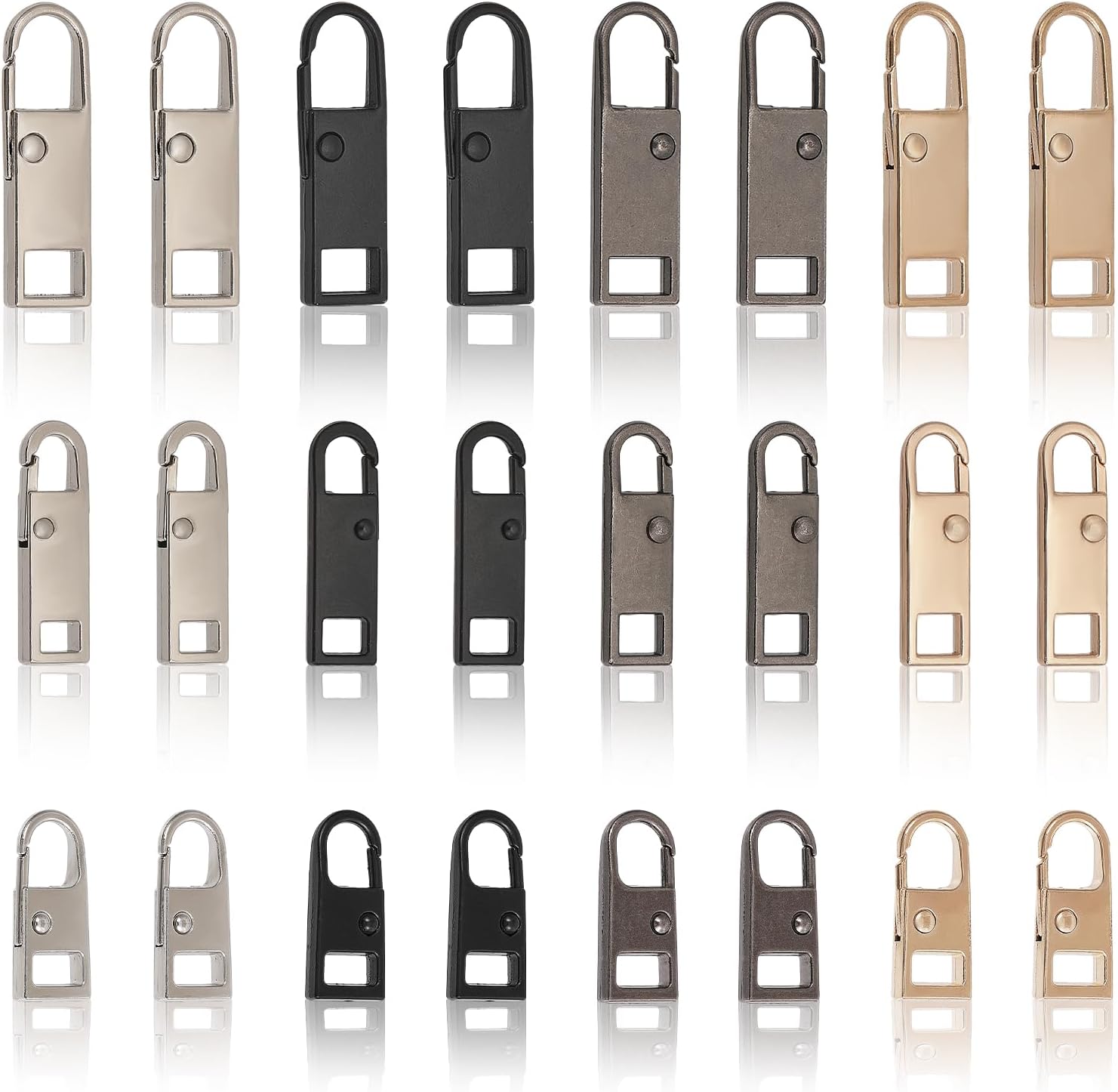 24Pcs 12 Style Zinc Alloy Zipper Puller Garment Accessories Arch Mixed ...