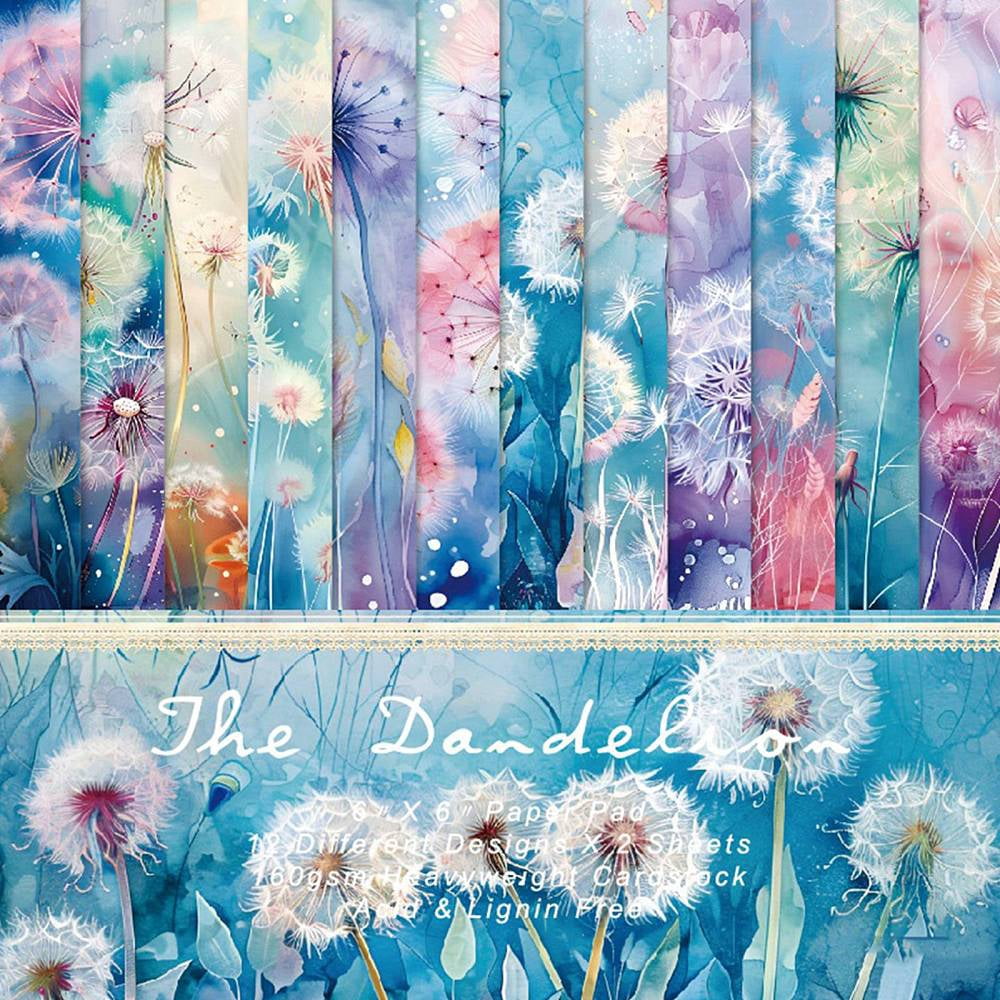 24Pcs 12 Styles Dandelion Scrapbook Paper Pad for DIY Album Scrapbook ...