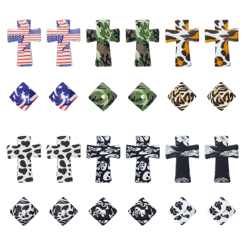 24Pcs 12 Styles Focal Beads DIY Necklaces Making Mixed Shapes Mixed ...