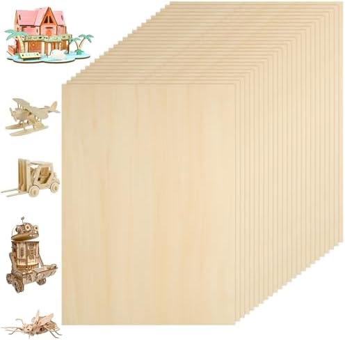 24Pcs 16 x 12 x 1/8 Inch Basswood Sheets, Unfinished Wood Boards, 3mm ...