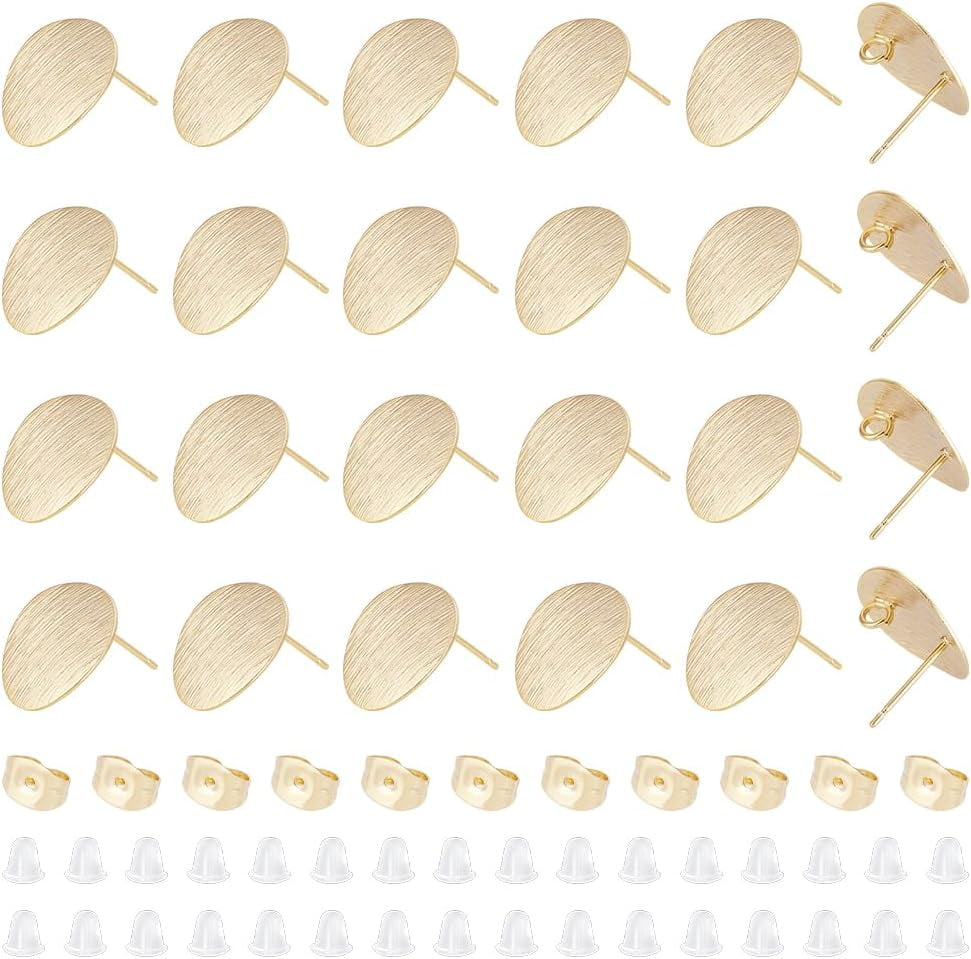 24Pcs 18K Gold Plated Ear Stud Findings with Loop Stud Earring Post ...