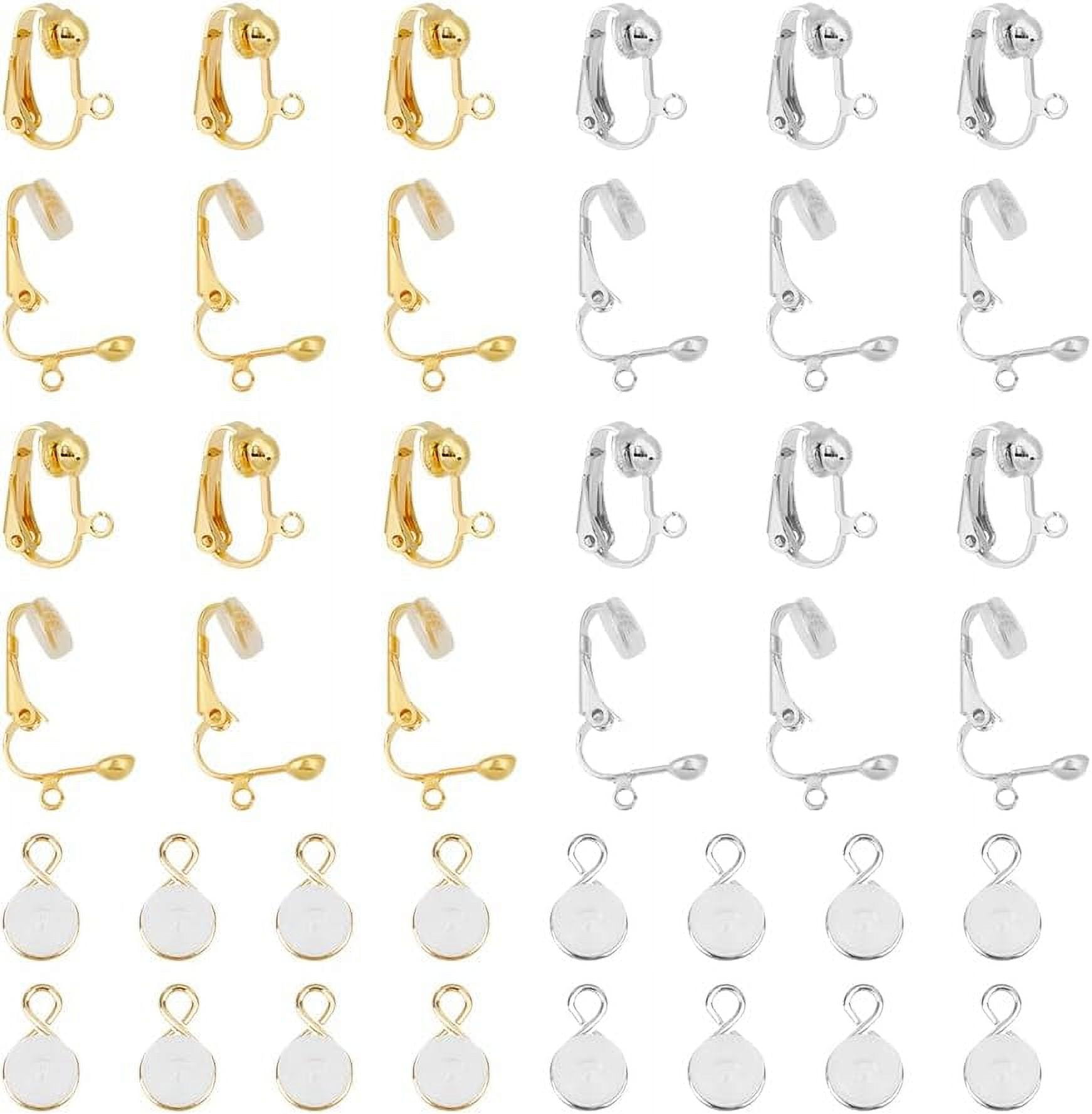 24Pcs 2 Color Clip-on Earring Accessories Metal Earring Clips Non ...