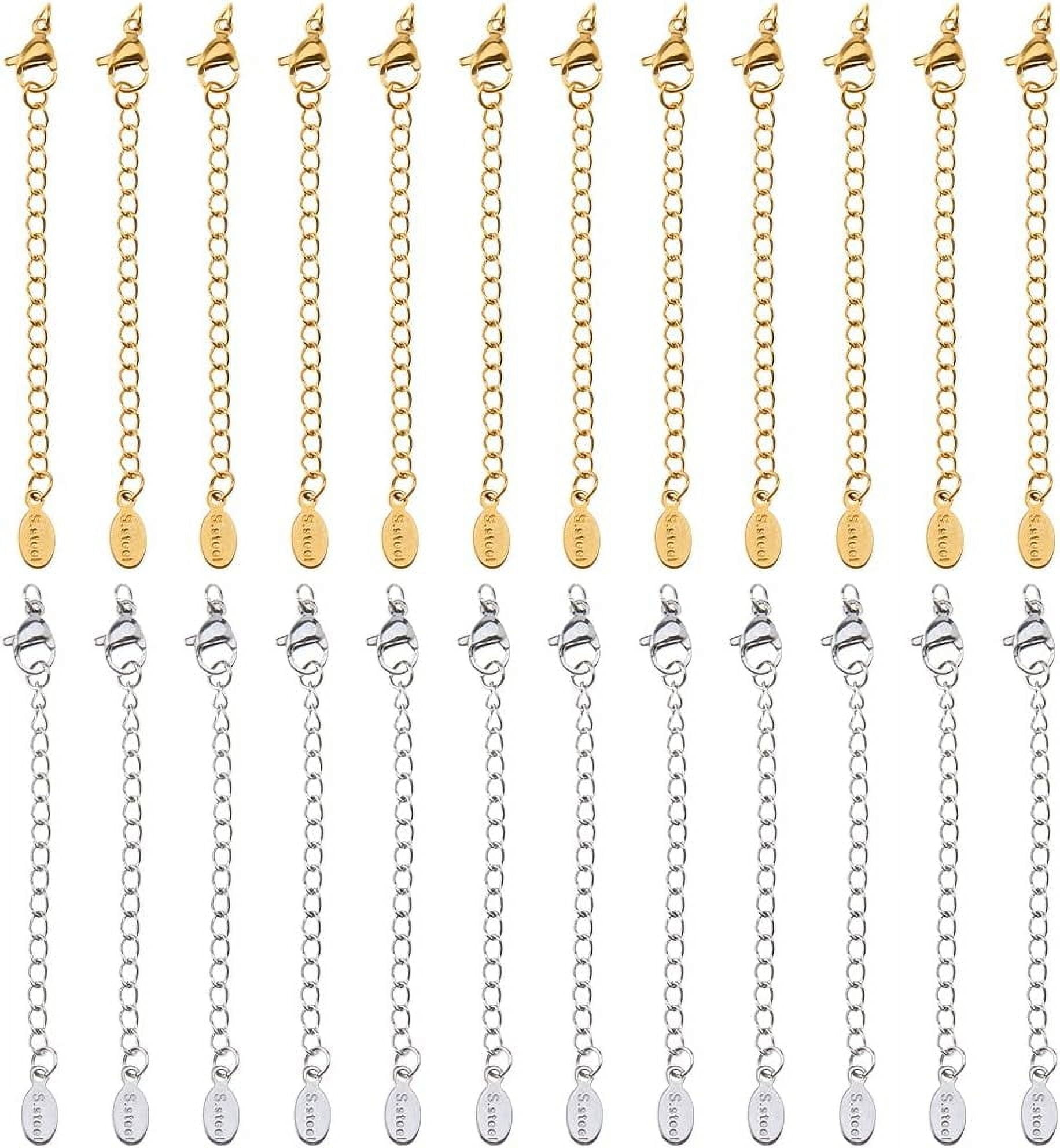 24Pcs 2 Colors Bracelet Extender Chains Bulk Stainless Steel Extender ...