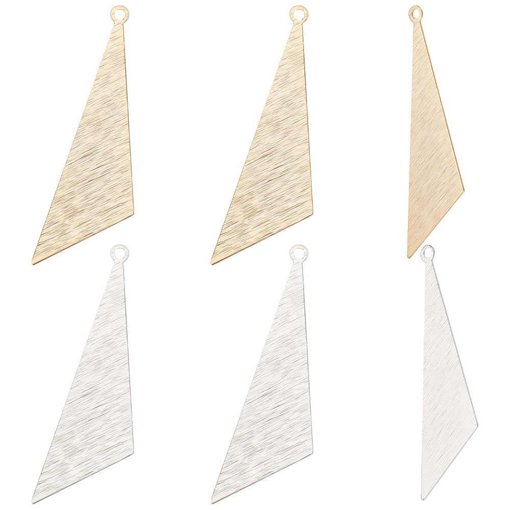 24Pcs 2 Colors Brass Charms Triangle Mixed Color 40x11.5x0.5mm Hole: 1 ...