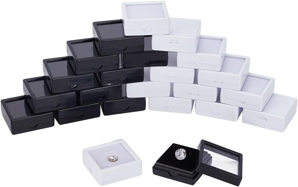 24Pcs 2 Colors Gemstone Display Box Small Jewelry Storage Case Small ...