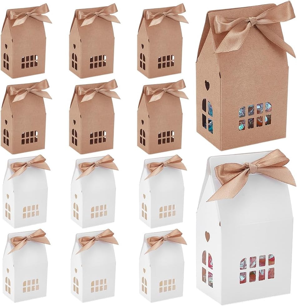24Pcs 2 Colors House Party Gift Boxes 2.8x2x4.9" Candy Storage House ...