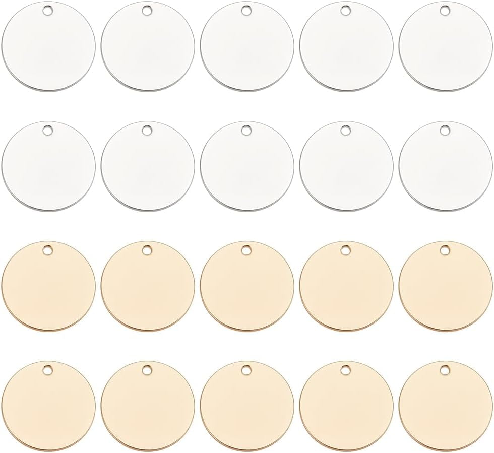 24Pcs 2 Colors Real 18K Gold Plated & Platinum Flat Round Blank ...