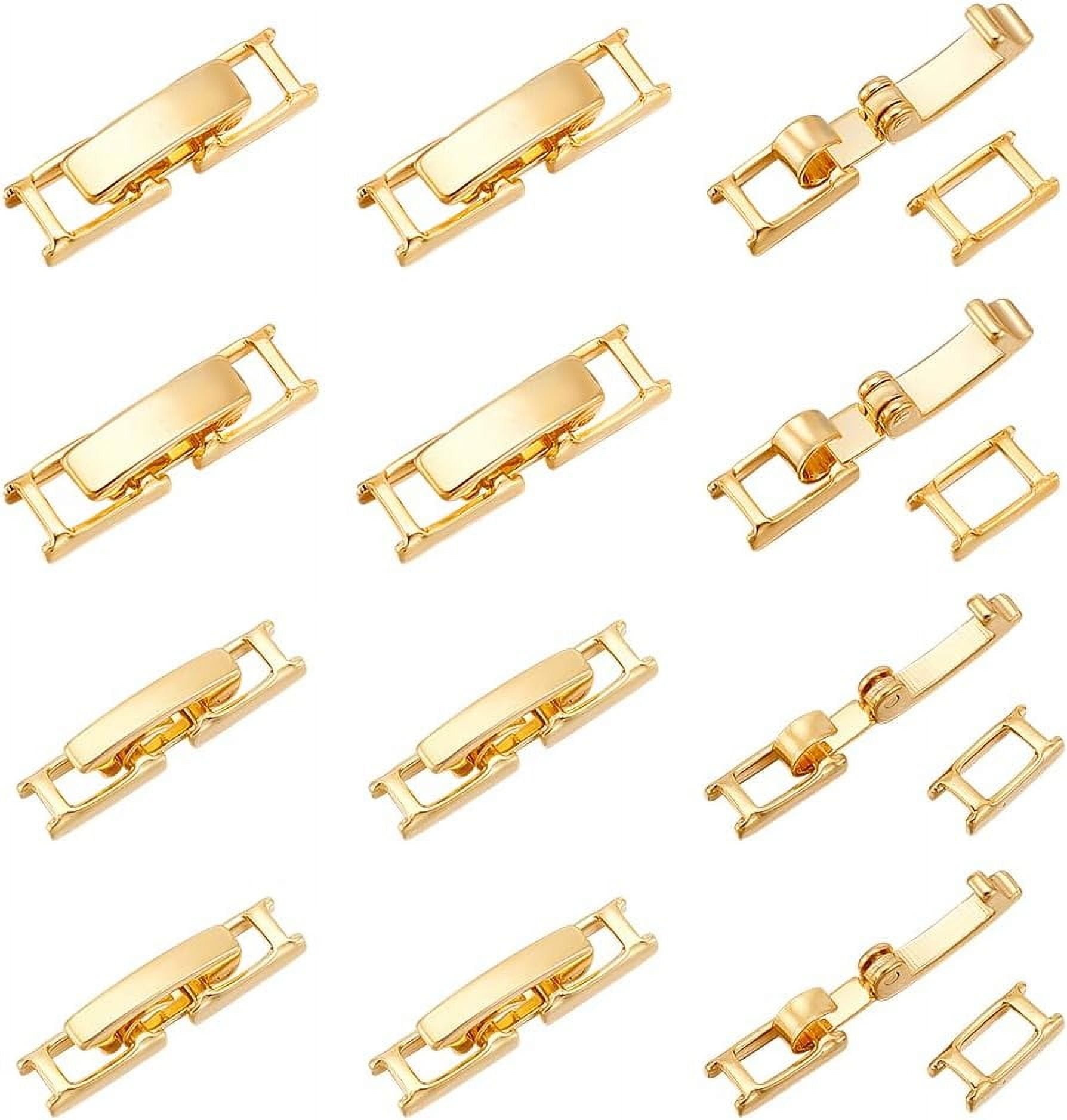 24Pcs 2 Styles Real 18K Gold Plated Fold Over Clasps Rectangle Necklace ...