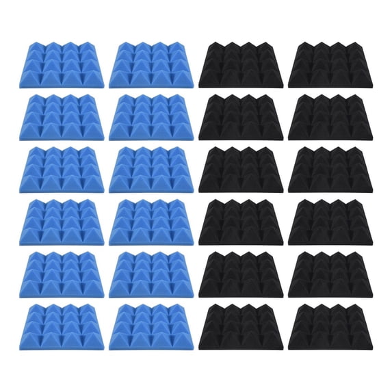 24Pcs 25X25X5Cm Studio Acoustic Soundproof Foam Pyramid Noise ...