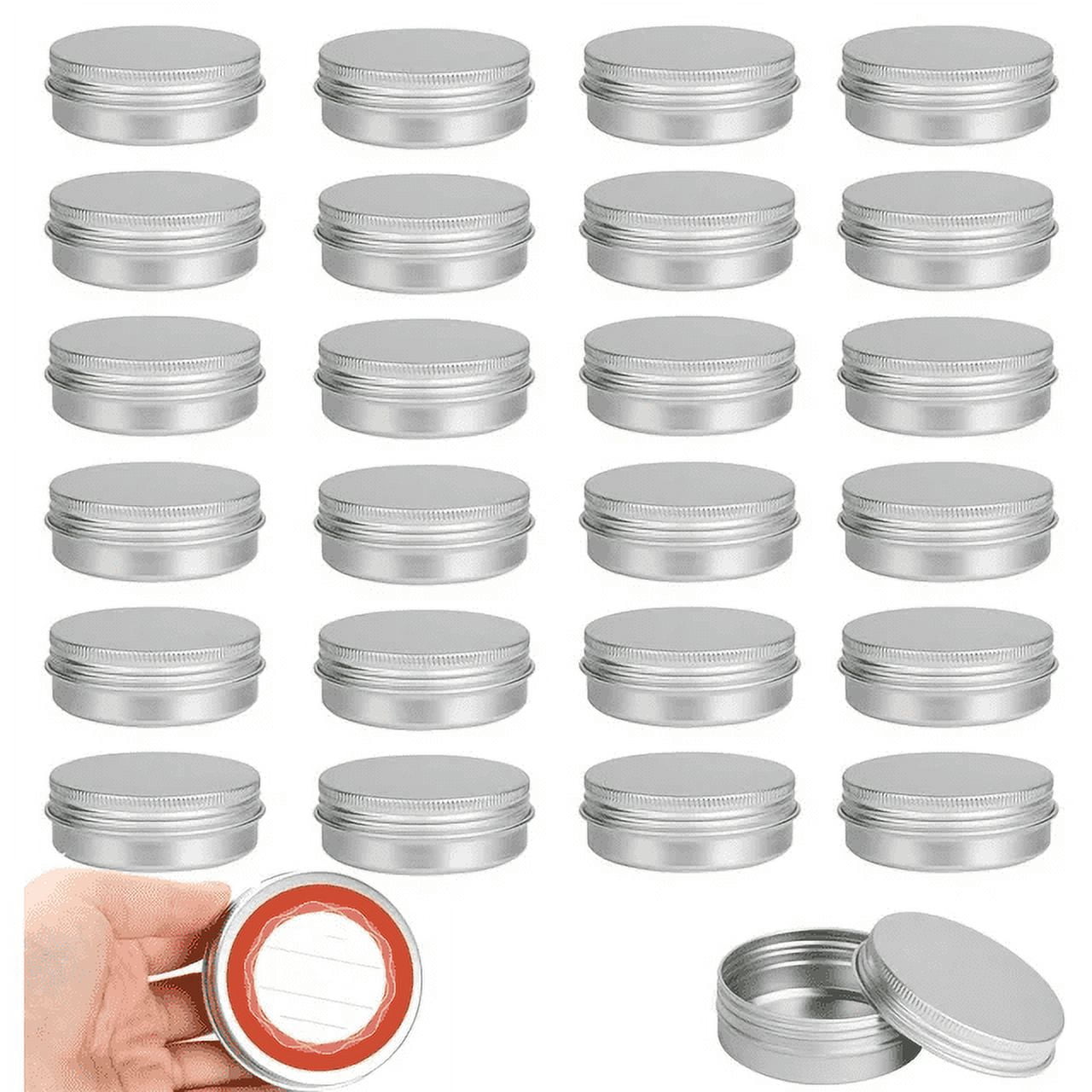 24Pcs 2oz Metal Round Tins, Aluminum Tin Cans with Screw Lid and Labels ...